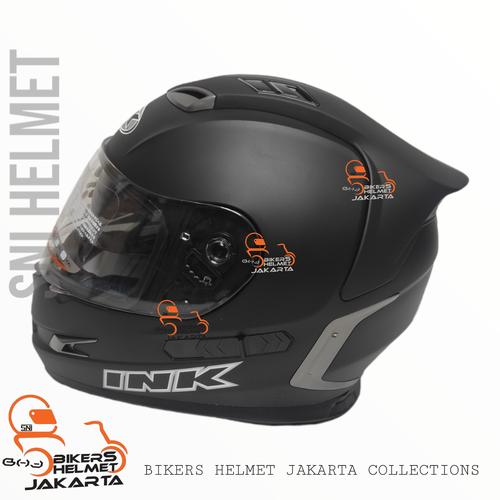 Jual HELM INK STEALTH SOLID BLACK DOFF DOUBLE VISOR FULL FACE - L ...