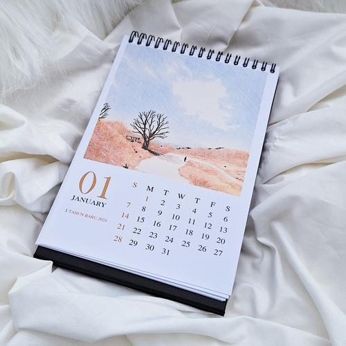 Promo Kalender Meja Watercolor 01 Scenery Premium Aesthetic - Kota ...
