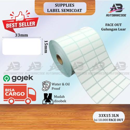 Promo Label Semicoated 3 Line 33X15 MM isi 10.000 Pcs Label Barcode ...