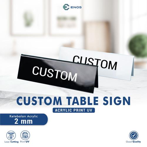 Jual Custom Table Sign Custom Tulisan Papan Meja Tekuk Akrilik Tag ...