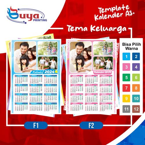 Jual Kalender Dinding 2024 Wall Calender 1 lembar 12 bulan - Jepit ...
