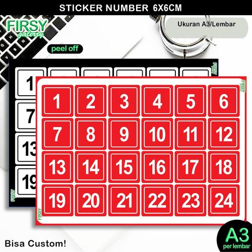 Jual Sticker Nomor Kotak 6x6CM, Label Angka Kotak, Penomoran, Bisa ...