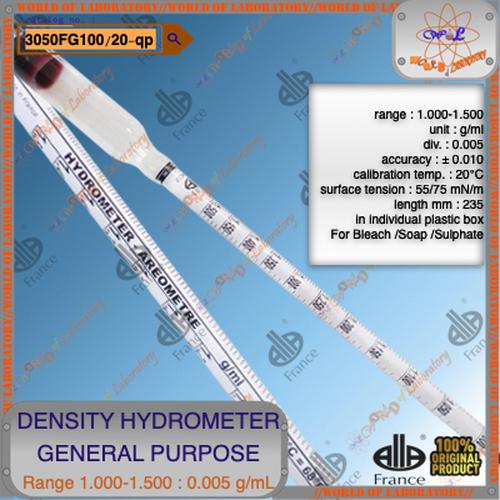 Promo ALLA FRANCE Density Hydrometer General Purpose 1.000-1.500 g/mL ...