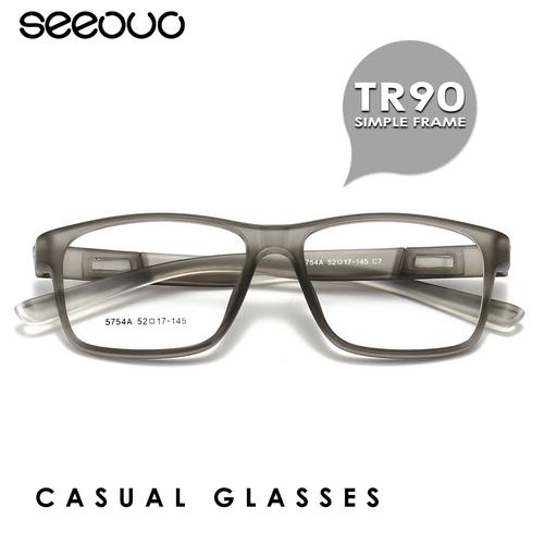 Jual Seeouo Frame Kacamata Plano Lens Model Kotak Sporty Bisa Min TR90 5755 - BLACK RED, FRAME ...