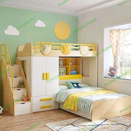 Jual Tempat Tidur Tingkat Meja Belajar Lemari, Ranjang Tingkat Multifungsi - Full 💯% - Kab ...