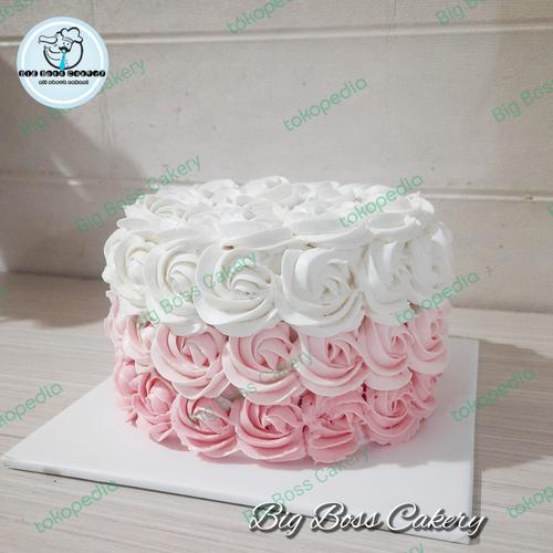 Jual BUNGA MAWAR ROSE FLOWER CAKE OMBRE GRADASI BUTTERCREAM - 20cm ...
