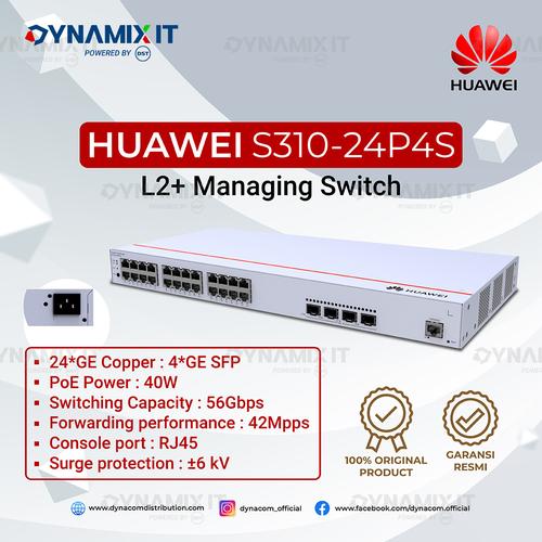 Promo Huawei S310-24P4S CloudEngine 24 Port PoE+ Gigabit L2+ Managed Switch Cicil 0% 3x - Kota ...