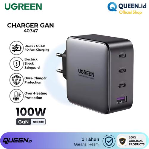 Promo UGREEN Charger Adaptor GaN 100W 4 PORT USB C PD QC 4.0 Fast ...