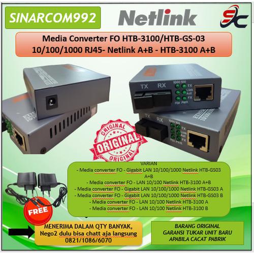 Jual Media Converter FO HTB-3100/HTB-GS-03 10/100/1000 RJ45- Netlink ...