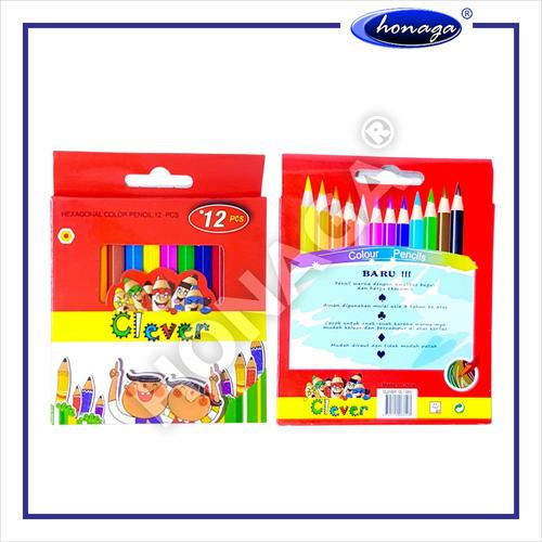 Jual Pensil 12 Warna Clever Star Pendek 12w Short Hexagonal Colour ...