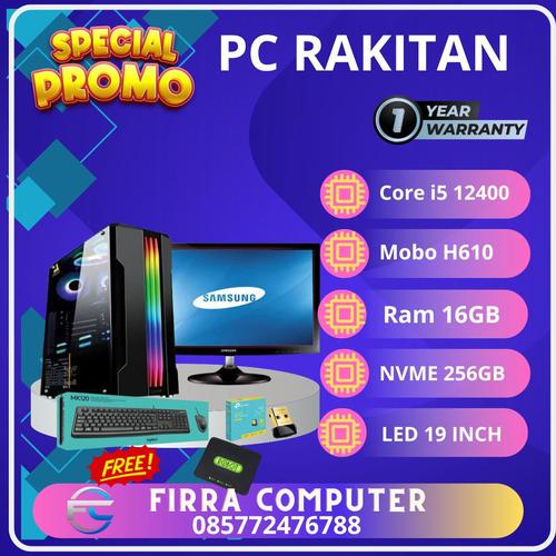 Jual PC RAKITAN FULL SET MONITOR CORE I5 12400/RAM 16GB/NVME 256GB/LED ...