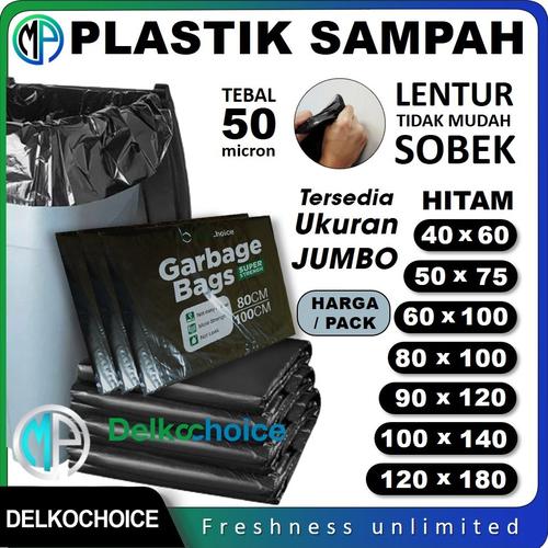 Jual Plastik Kantong Sampah Plastic Trash Bag Hitam Tebal Premium Per Pack - 80cm x 100cm ...