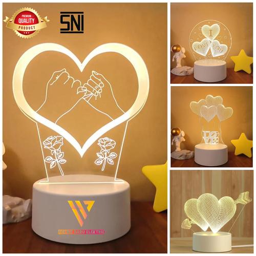 Jual LAMPU LED HIAS 3D ACRYLIC KAMAR KADO MOTIF 3 WARNA LED AKRILIK ...