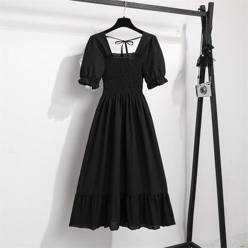 Jual Smocked Dress Wanita Hitam - Lengan Pendek, Date, Dinner, Main ...