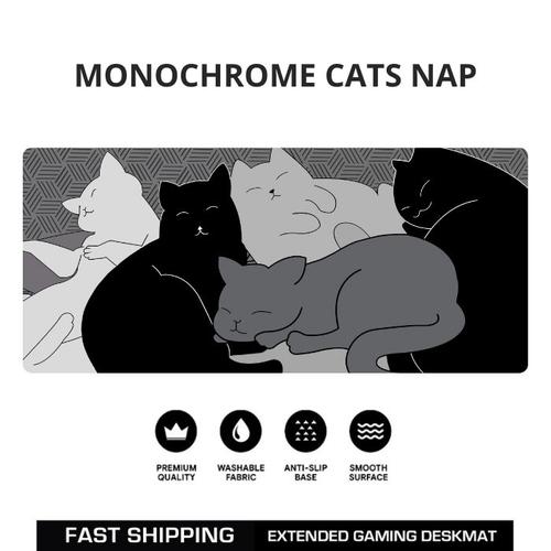 Jual Deskmat Deskpad Mouse Pad Monochrome Cats Nap XL Large - Kota ...