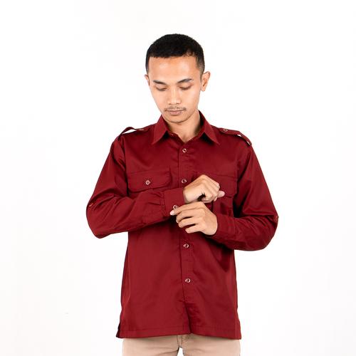 Jual Kemeja PDL Lapangan Baju Tactical Polos Safari Korsa Warna Merah Marun - Putih, XXL - Kota ...