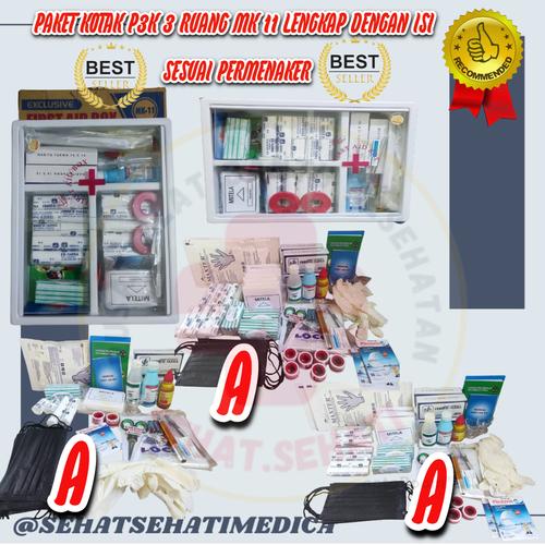 Jual Paket Kotak P3K 3 Ruang MK 11 Lengkap Dengan isi Sesuai Permenaker ...