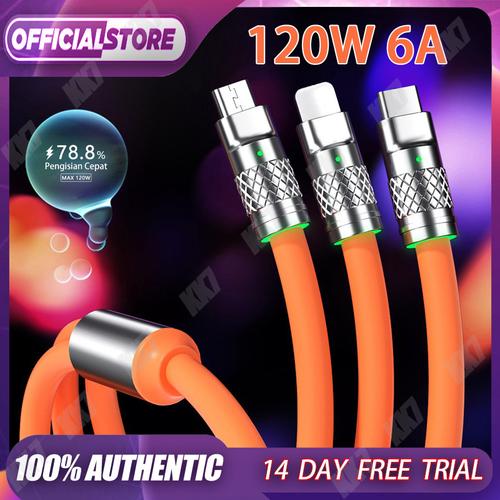 Jual 120W 6A Super Fast Charge 3 In 1 Liquid Silicone Cable Paduan Seng ...