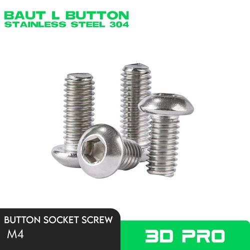 Jual Baut L Button Hex Head Screw Stainless Steel M4 5mm 8mm 10mm 14mm 20mm - 8mm - Kota ...