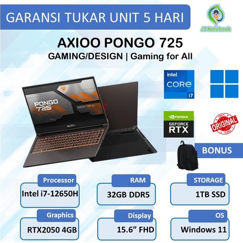 Promo Laptop Axioo Pongo 725 RTX2050 4GB i7-12650H 32GB 1TB SSD Win11 ...