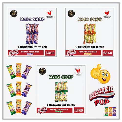 Jual Blaster Pop Assorted | Permen Lollipops Sachet - 6,3 gr (1 Renceng ...