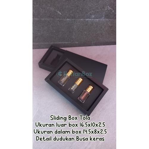 Jual Sliding Box Botol Parfum Tola Laminasi Doff Box Parfum Hitam ...