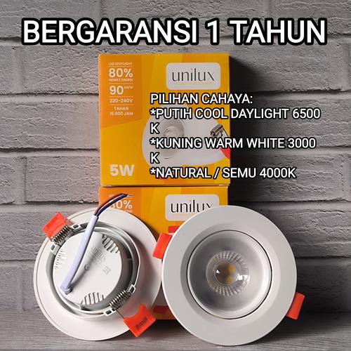 Jual UNILUX DOWNLIGHT LAMPU LED SPOT LIGHT 5W WARM WHITE / NATURAL / PUTIH - NATURAL 4000K ...