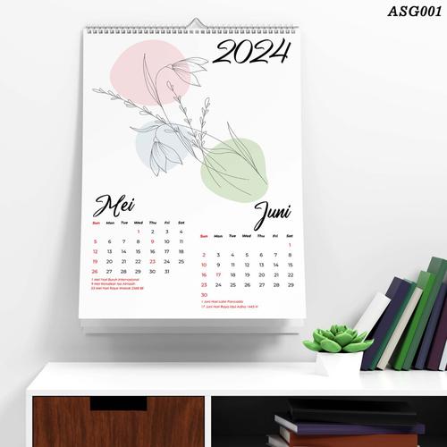 Jual Kalender Dinding 2024 Kalender Bunga hiasan dinding aesthetic ...