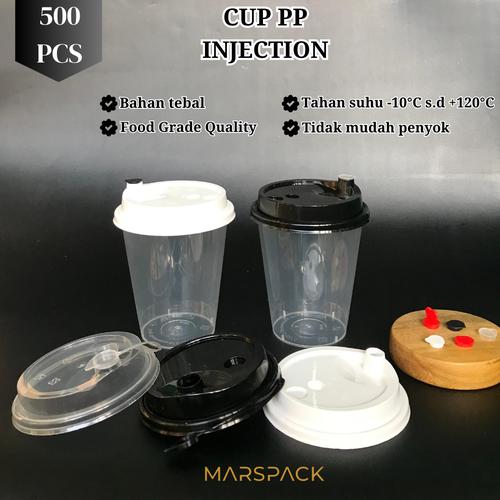 Jual Cup Injection PP 12oz (360ml) & Tutup - Cup Plastik Datar - LID ...