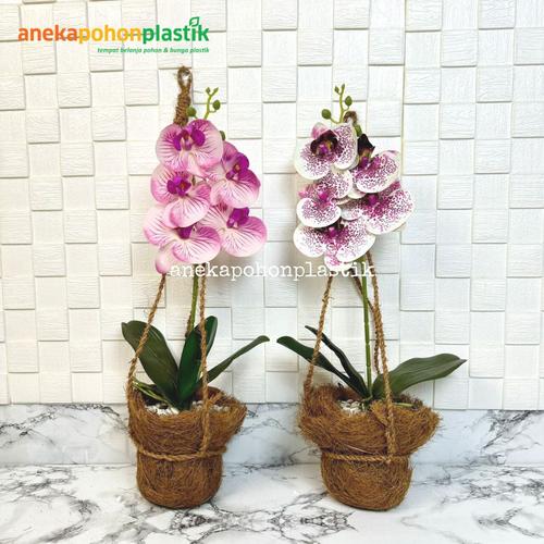 Jual Tanaman Hias Bunga Anggrek Artificial Latex Pot Gantung Serabut ...
