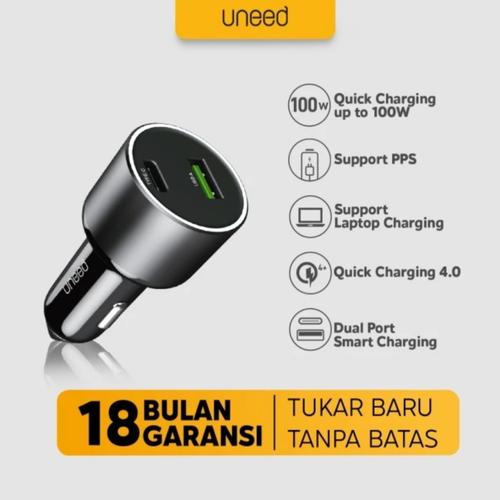 Jual Car Charger QuickRide 100W Support QC PD Laptop Type-C Uneed ...