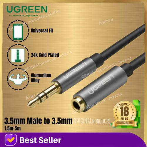 Jual UGREEN kabel extension JACK AUDIO MALE TO AUX FEMALE SPEAKER 1 ...