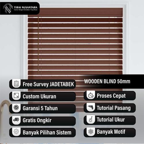 Jual [BIG SALE] KREY / TIRAI / GORDEN JENDELA KAYU WOODEN BLIND - 50MM ...
