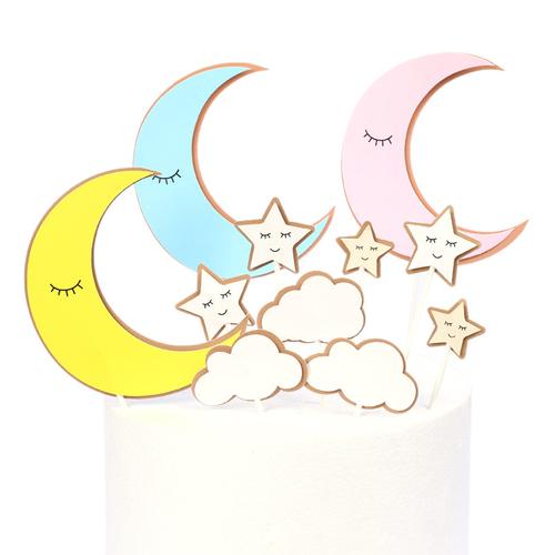 Promo Topper Kertas Bulan dan Bintang Set / Hiasan Cake Bulan Tidur ...