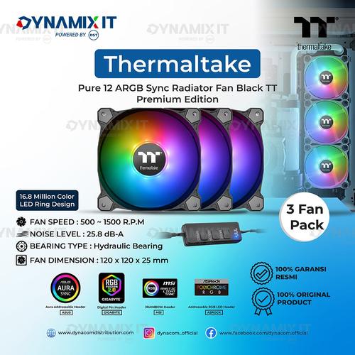 Jual Thermaltake Pure 12 ARGB Sync Radiator Fan (3x Fan Pack) - Black - Kota Surabaya - Dynamix ...