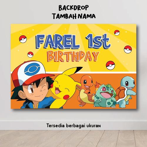 Jual BACKDROP POKEMON PIKACHU DEKORASI ULANGTAHUN BANNER SPANDUK HIASAN ...