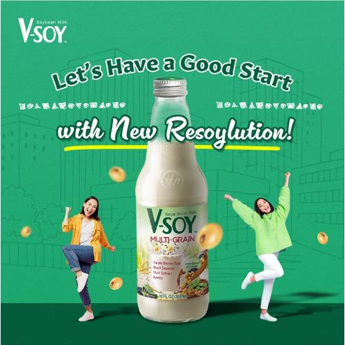 Jual V-SOY Multi Grain Soya Bean Milk Botol Kaca [300ml] Susu Kedelai ...