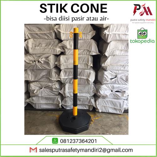 Jual STIK CONE HITAM KUNING TIANG PEMBATAS PLASTIK BASE PVC - 80 cm ...