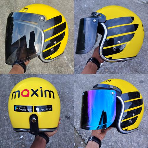 Jual HELM BOGO LIST CHROME OJOL MAXIM SNI ORIGINAL KACA DATAR - KACA ...