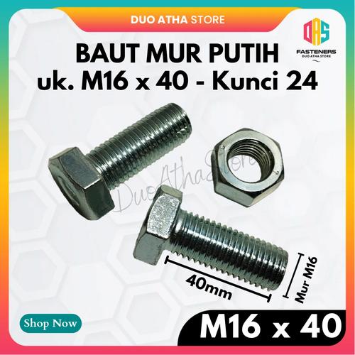 Jual BMP M16x40 BAUT MUR PUTIH M16 x 40mm GALVANIS - Kab. Tangerang ...