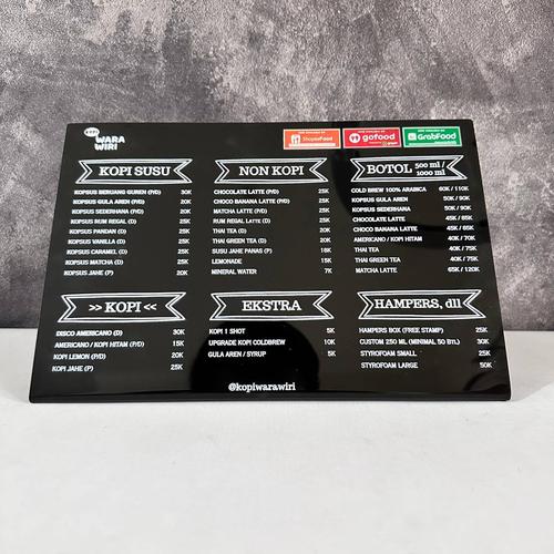 Jual Standing Menu Akrilik / Papan Menu Akrilik / Sign Menu Acrylic ...