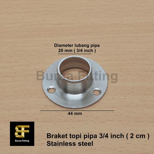 Jual Braket topi pipa bulat 3/4 inch stainless / bracket dop pipa 20 mm ...