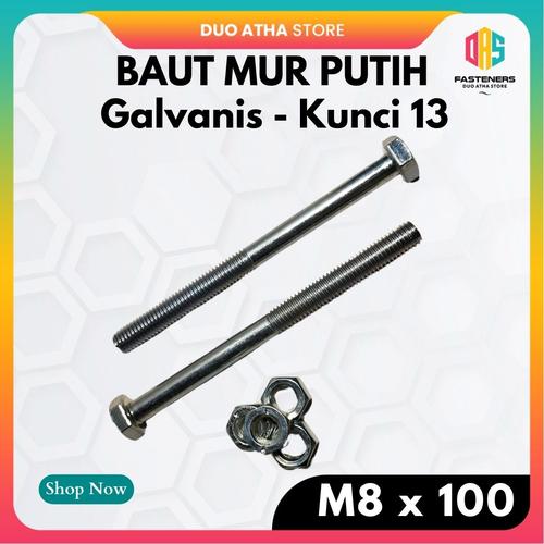 Jual M8x100 Baut Mur M8 X 100 BMP Galvanis Putih - Kab. Tangerang - Duo ...