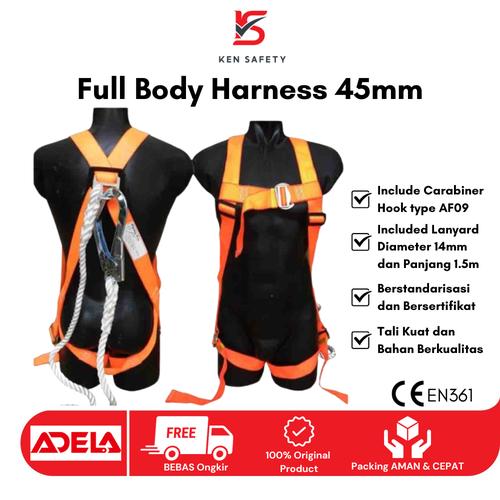 Jual Full Body Harness Safety Flying Fox Single Lanyard Hook Adela ...