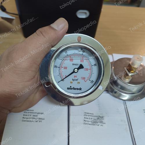 Jual Manometer Pressure Gauge Stainless Payung 21/2" inch/1500 psi/ 100 ...