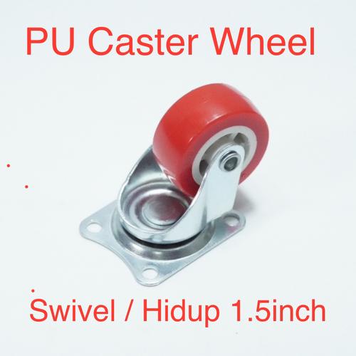 Jual Roda Kastor PU Caster Wheel 1.5 Inch Swivel Hidup 1.5" Troli ...