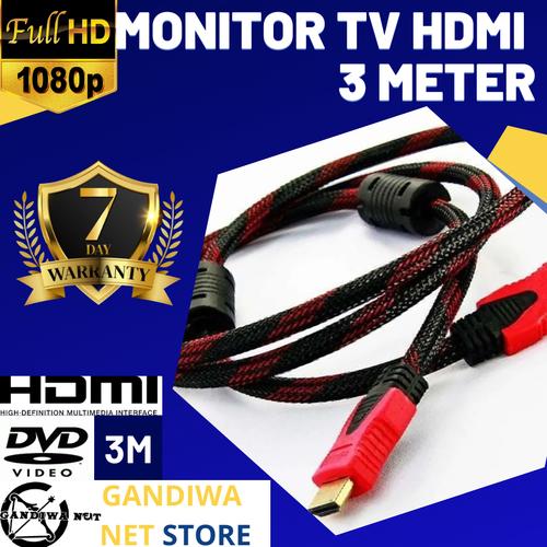Jual Kabel HDMI To HDMI 3 Meter 3M High Speed Full HD Serat Jaring ...