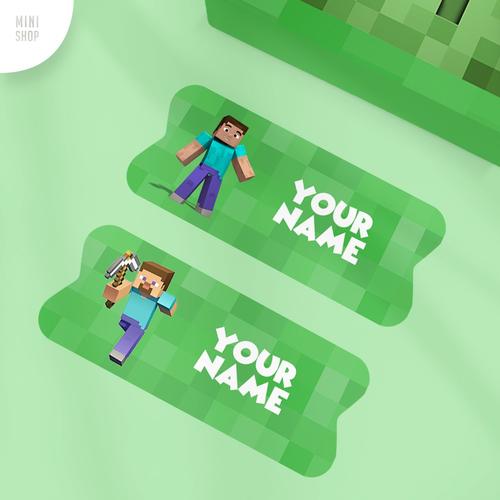 Jual Minecraft steve - paket label stiker nama waterproof + baju + buku ...