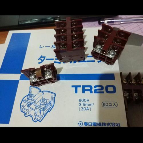 Jual Terminal Block TR-20 / TR20 20A Model Kasuga Coklat Rail 2 Fungsi ...