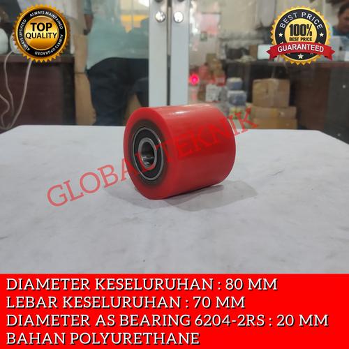 Jual Roda Hand Pallet 80 X 70 mm PU Polyurethane Merah Red Truck Wheel ...